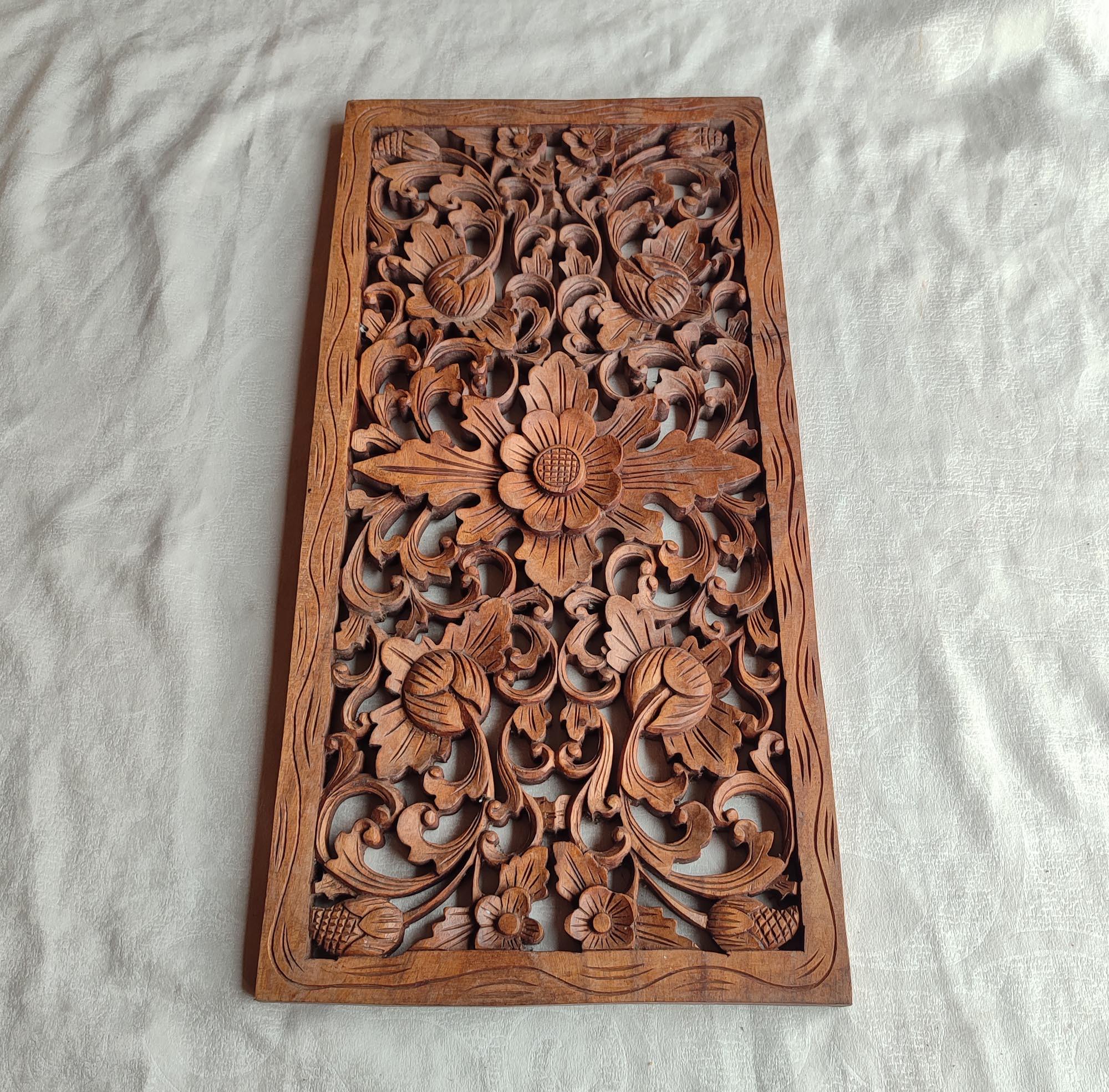 Hand Carved Wood Wall Art: Balinese Mandala Panel Art - Etsy