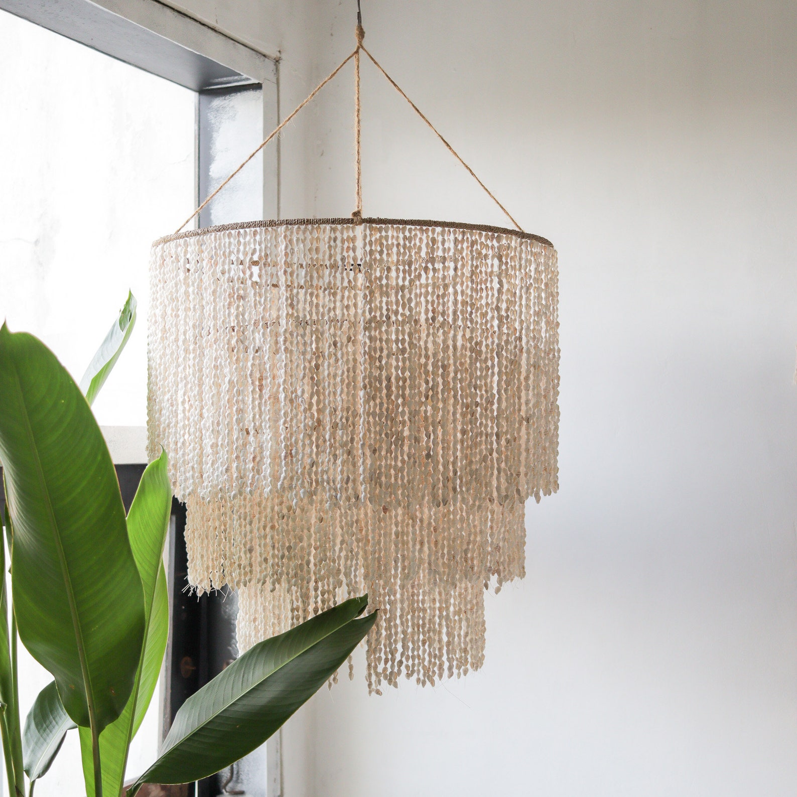 Seashell Ceiling Light Tiered, Bali Seashell Chandelier, Lampshade From ...