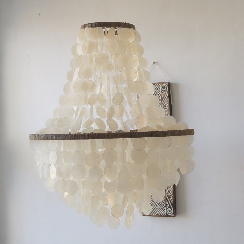 Natural Capiz Shell Ceiling Light , Capiz Shell Shell Chandelier Bali ...