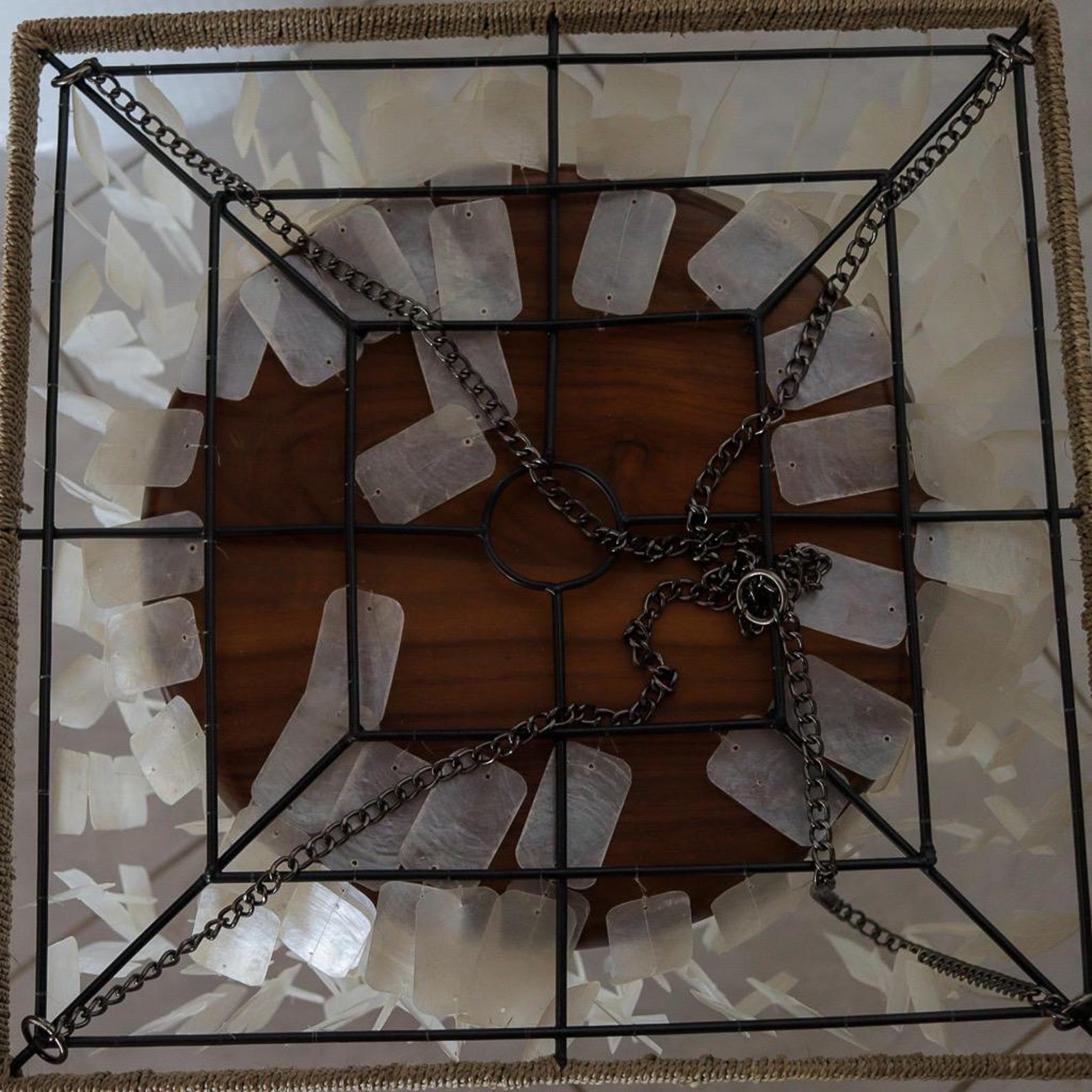 Capiz Shell Chandelier: Square Seashell Pendant Light, Bali Decor - Etsy