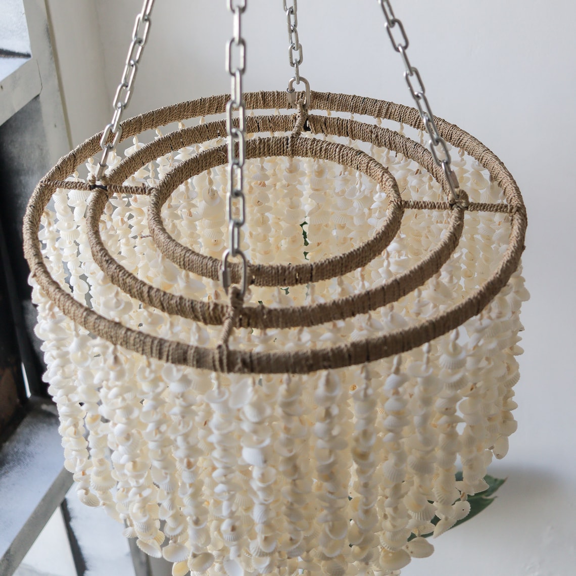 Seashell Ceiling Light Tiered, Seashell Chandelier Bali, Seashell Home ...