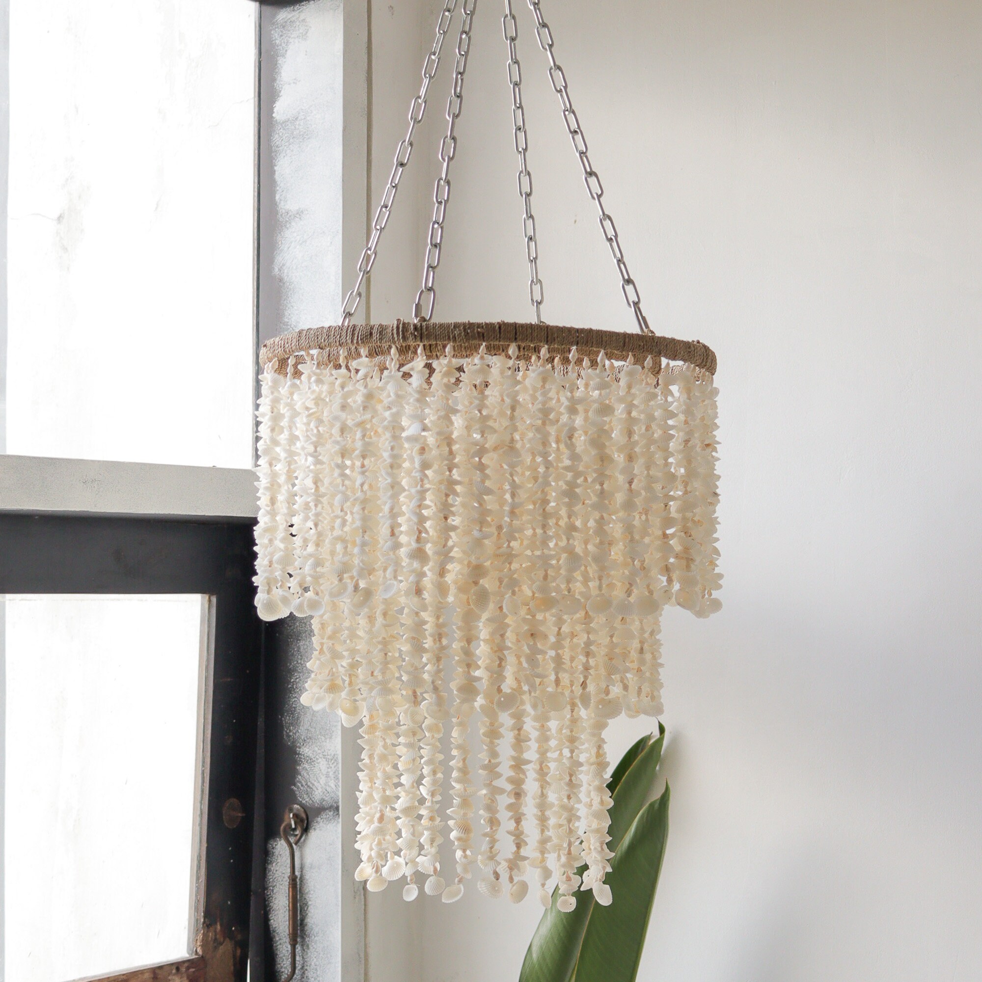 Seashell Ceiling Light Tiered, Seashell Chandelier Bali, Seashell Home ...