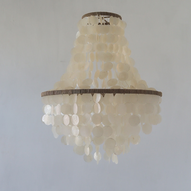 Natural Capiz Shell Ceiling Light , Capiz Shell Shell Chandelier Bali ...