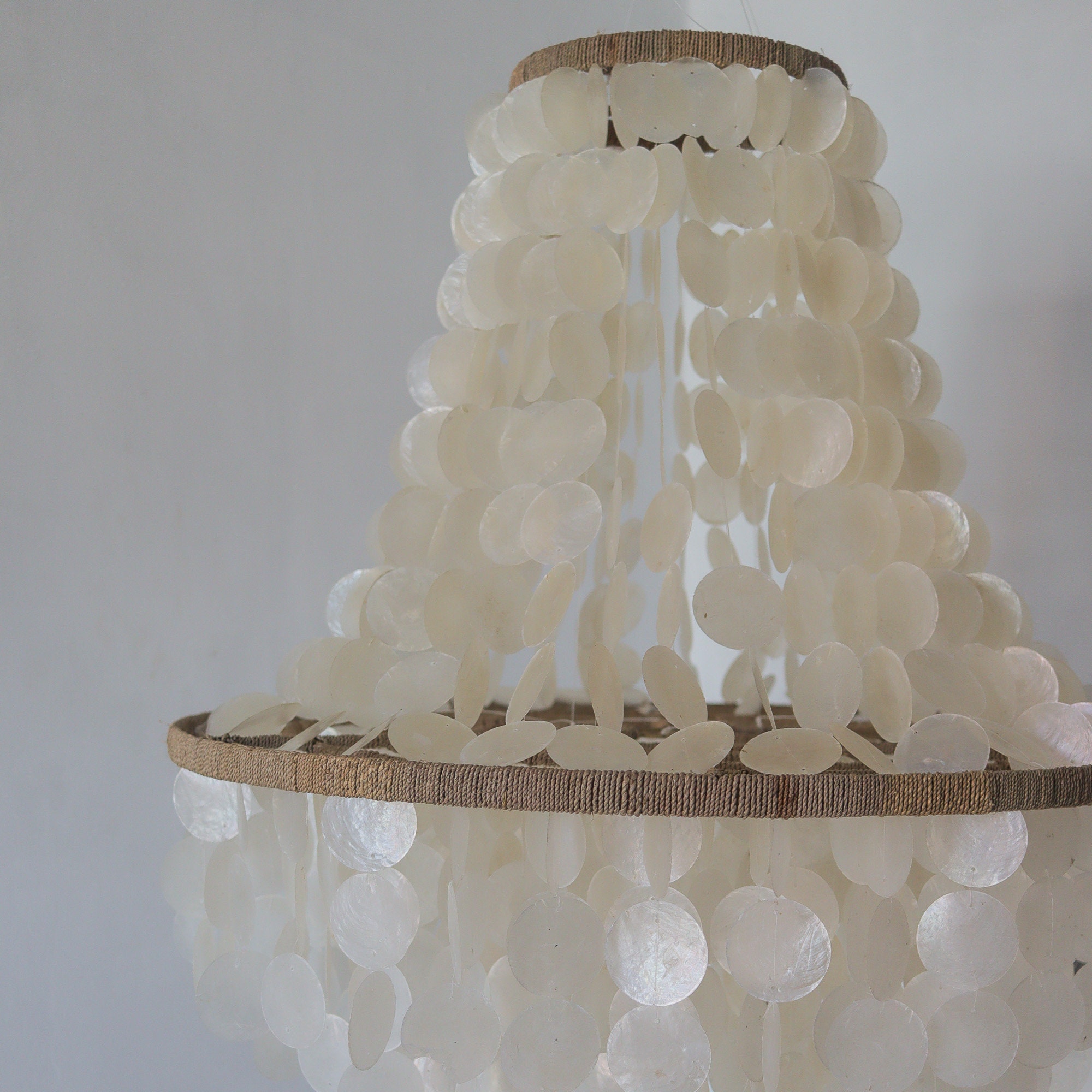 Natural Capiz Shell Ceiling Light , Capiz Shell Shell Chandelier Bali ...