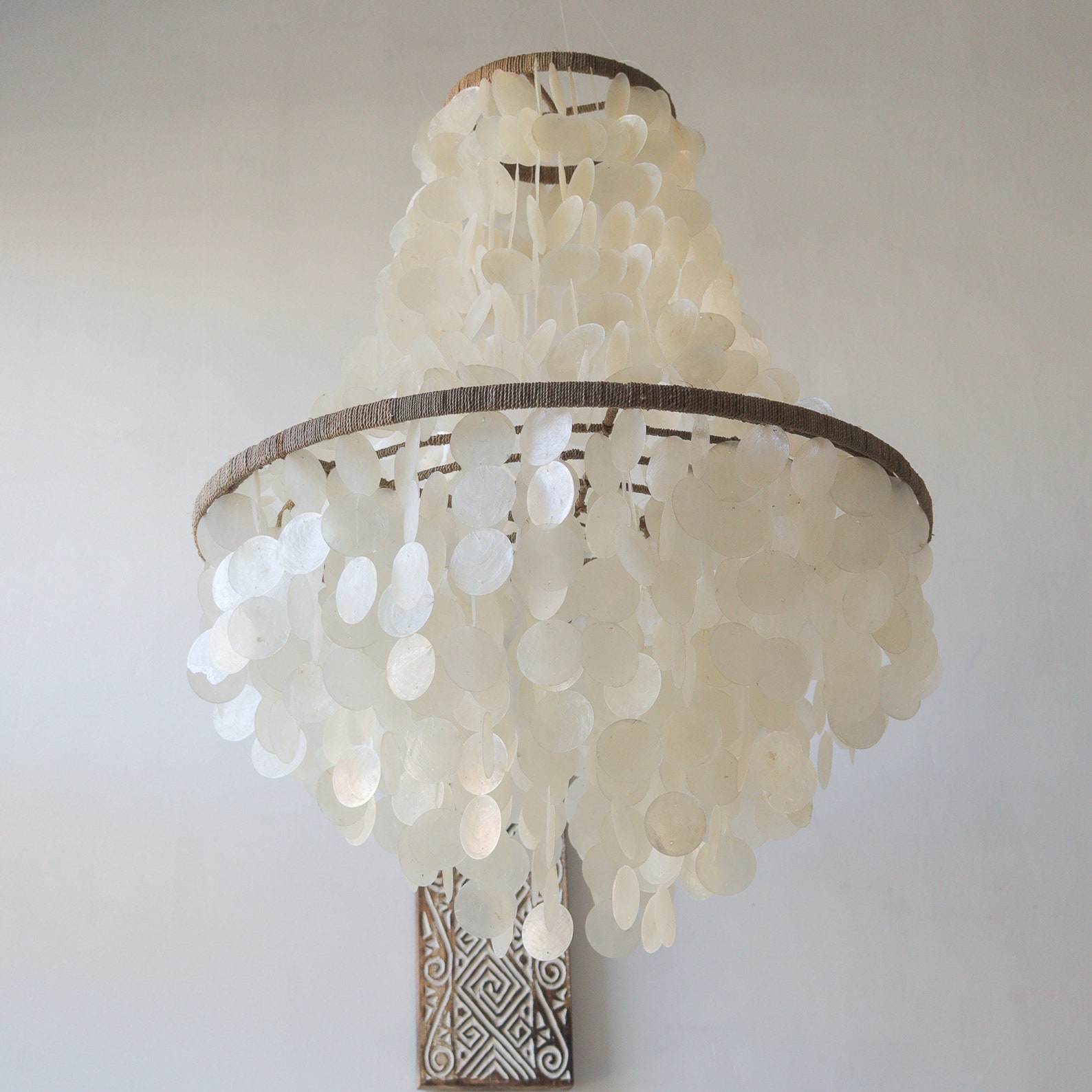 Natural Capiz Shell Ceiling Light , Capiz Shell Shell Chandelier Bali ...