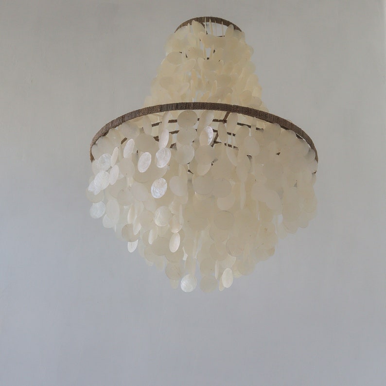 Natural Capiz Shell Ceiling Light , Capiz Shell Shell Chandelier Bali ...