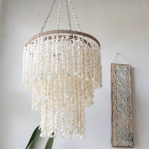 Seashell Ceiling Light Tiered, Seashell Chandelier Bali, Seashell Home ...