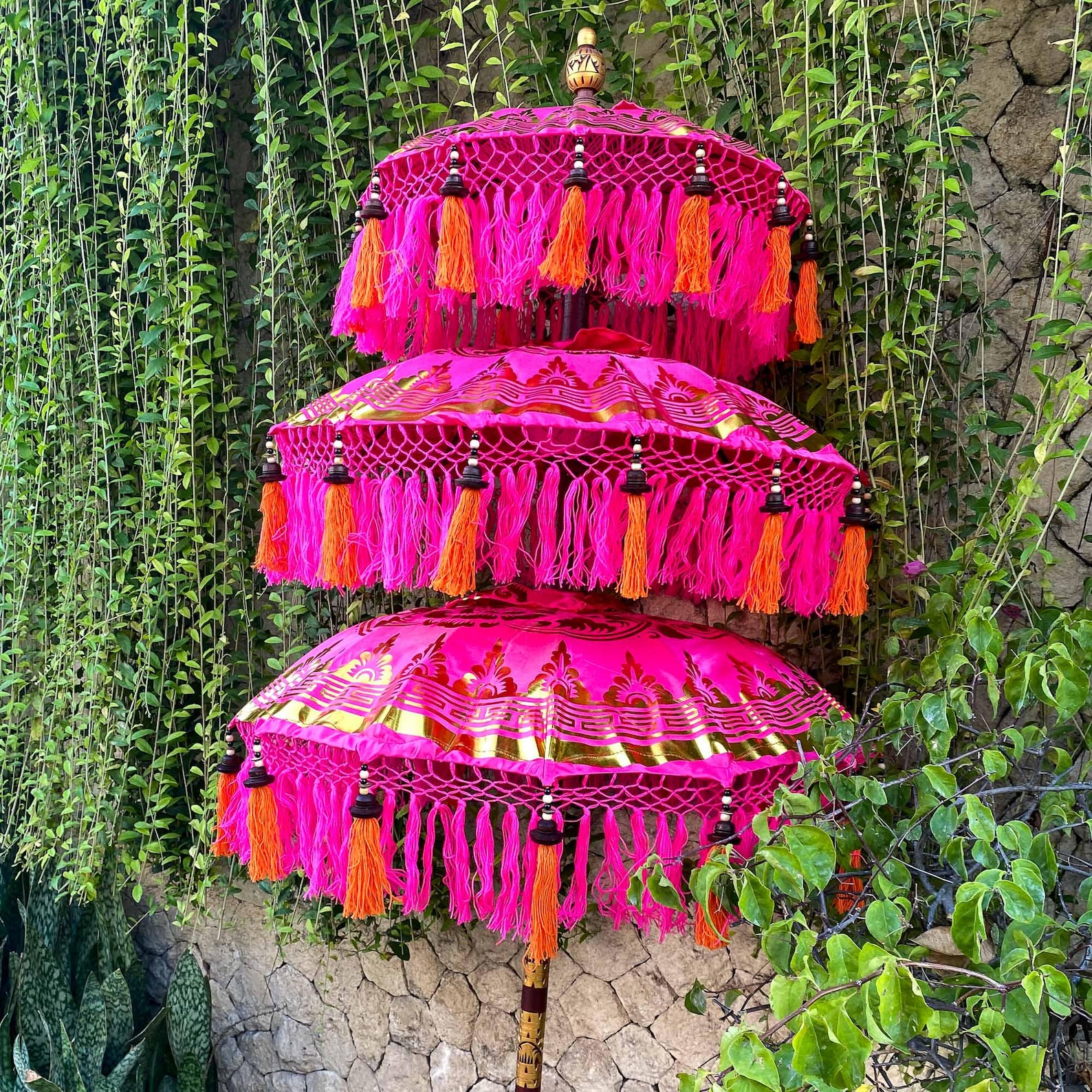 Handmade Triple Pink Parasol, Triple Parasol Decoration, Parasol ...