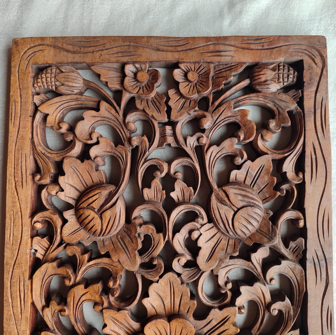 Hand Carved Wood Wall Art: Balinese Mandala Panel Art - Etsy