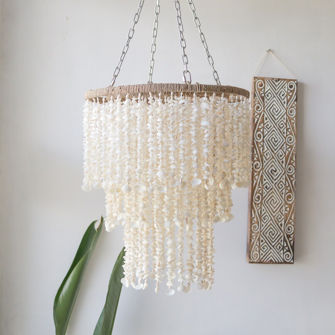 Seashell Ceiling Light Tiered, Seashell Chandelier Bali, Seashell Home ...