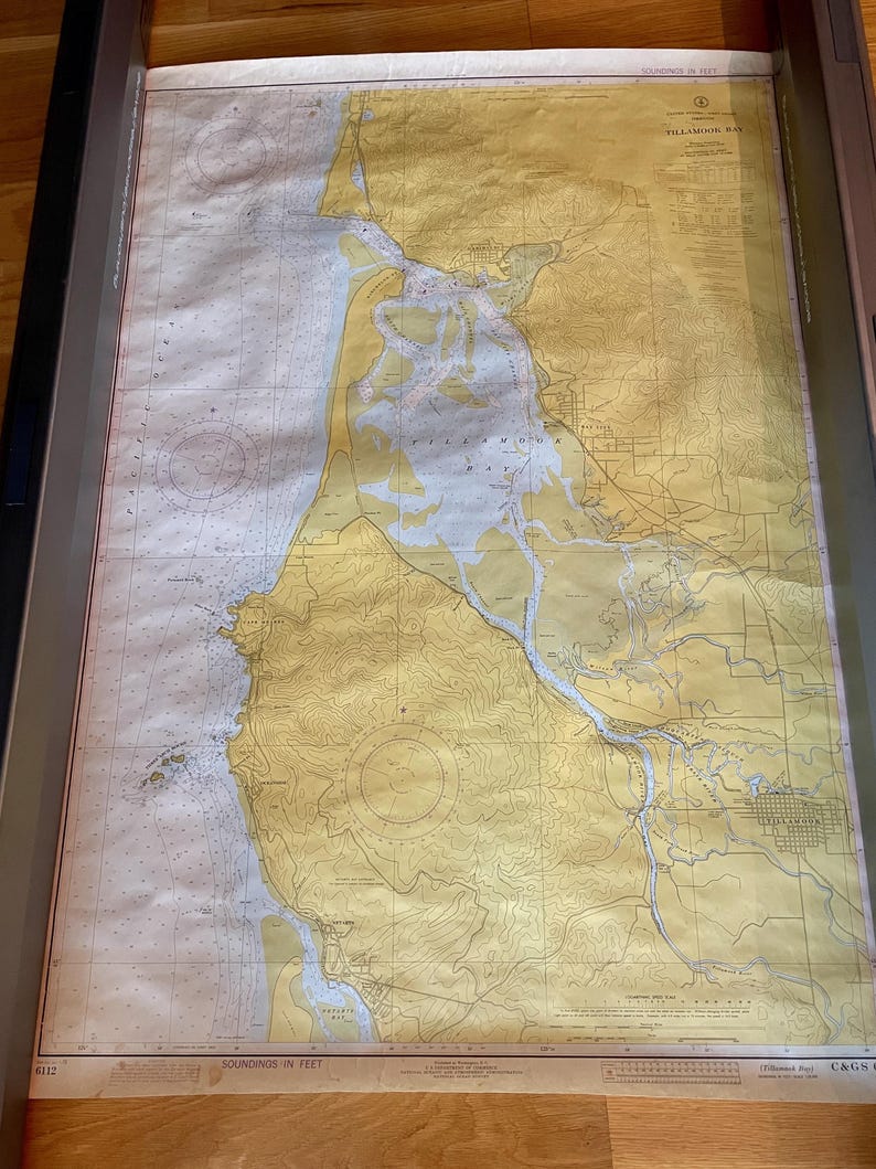 Vintage (1973) NOAA Oregon Coast Wall Map - Etsy