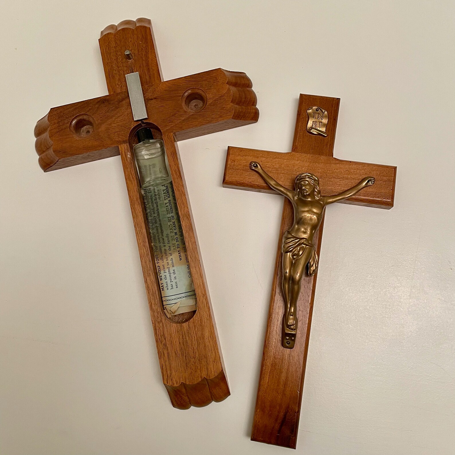 Vintage Catholic Crucifix With Sick Call Kit - Etsy