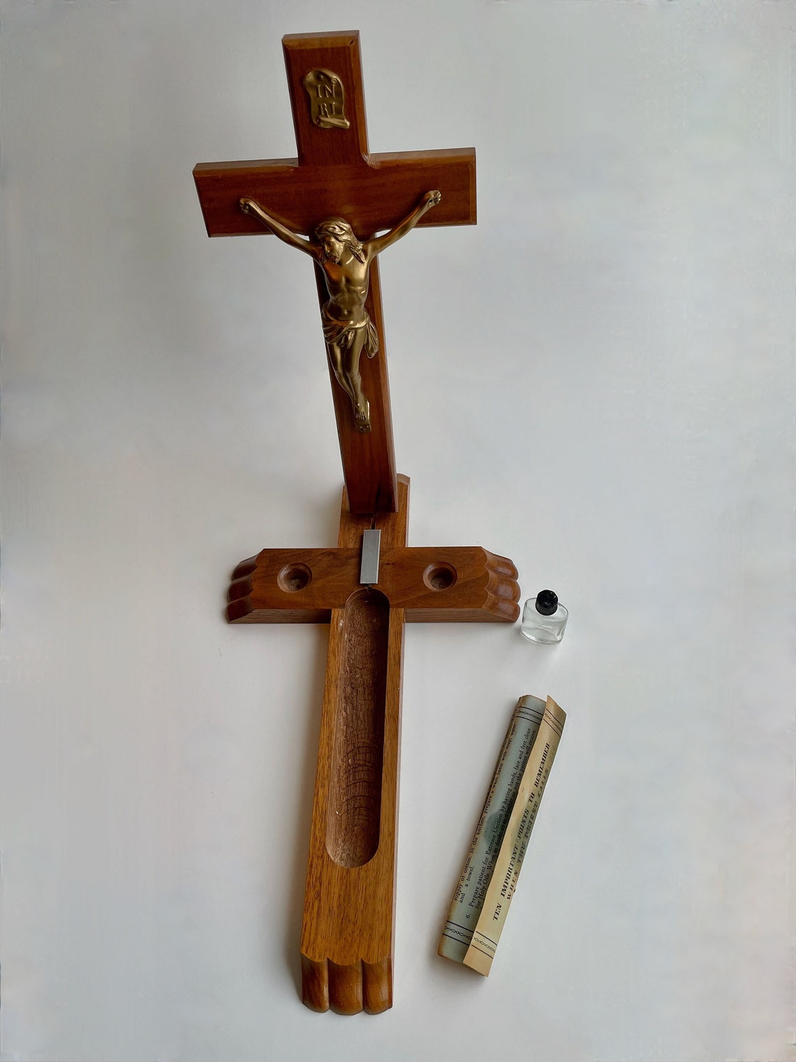 Vintage Catholic Crucifix With Sick Call Kit - Etsy