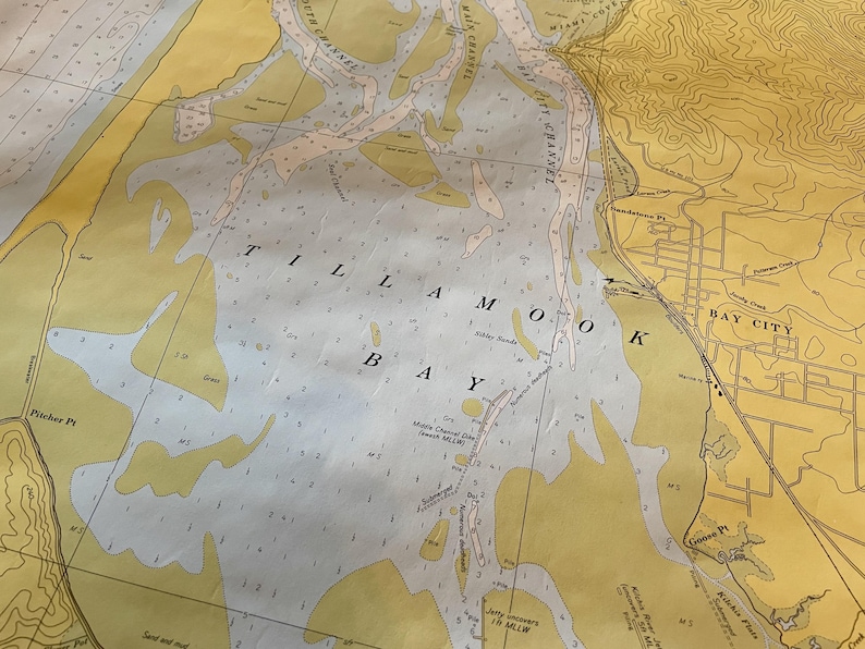 Vintage (1973) NOAA Oregon Coast Wall Map - Etsy
