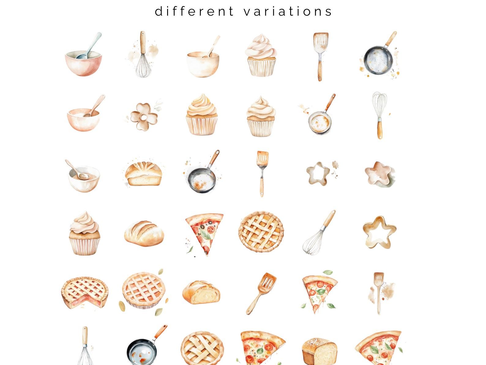 Watercolor Bakery Shop Clipart | Cute Bread & Pastries PNG | Bakers ...