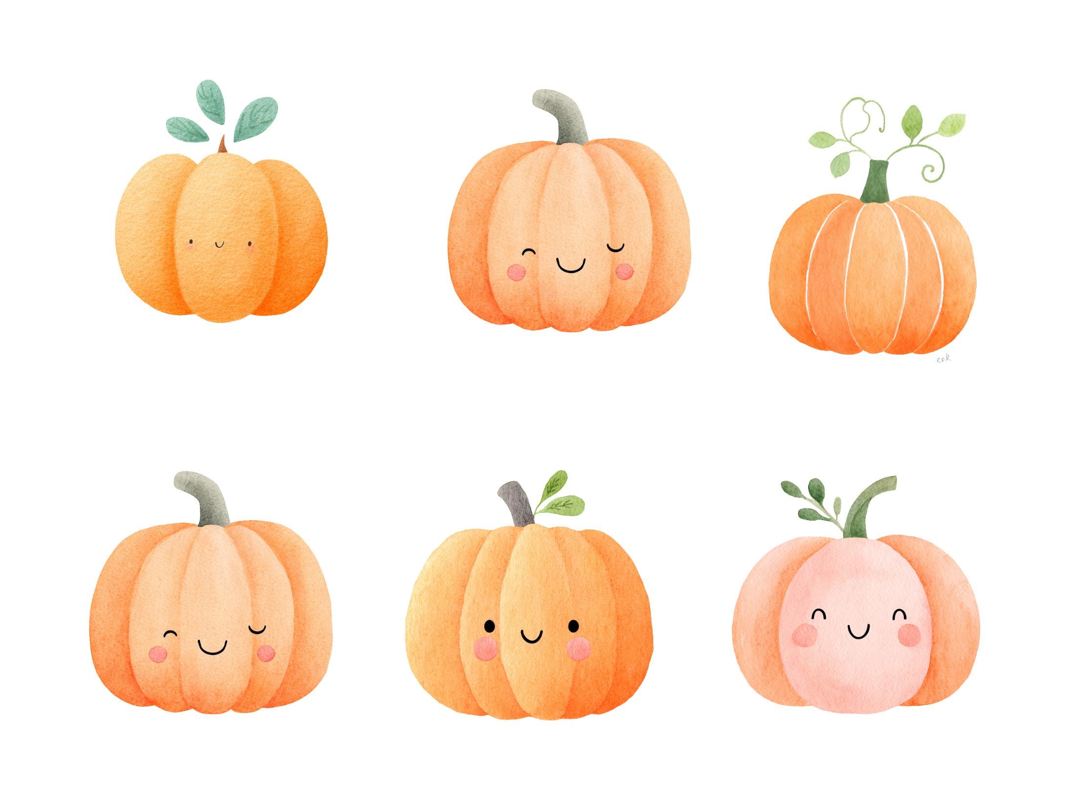 Cute Watercolor Jack O Lantern PNG Clipart Bundle for Halloween ...