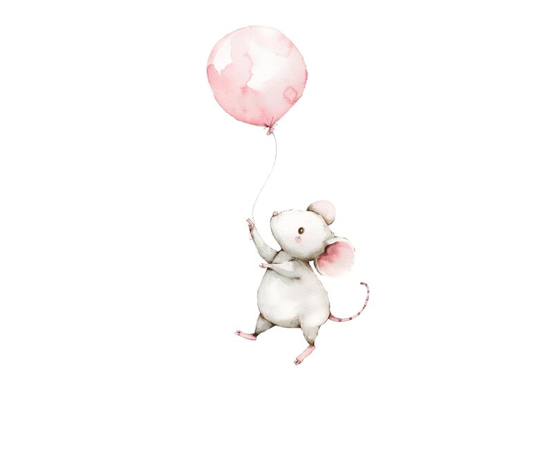 Mouse Love Watercolor Clipart | Cute Pink Mice, Baby Shower, Nursery ...