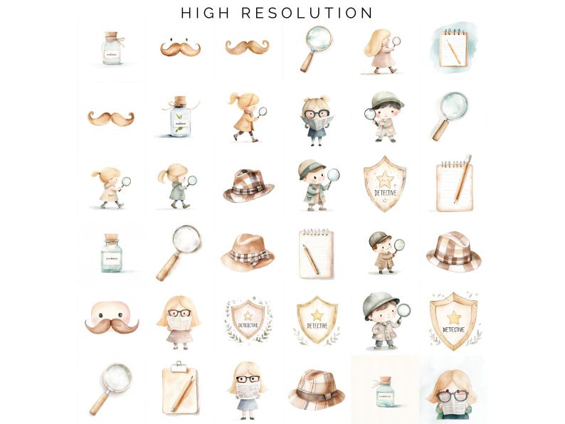 Watercolor Detective Clipart Bundle Cute Police Officer 331 PNG Files ...