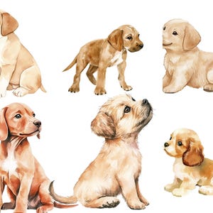 Cute Puppies Clipart Bundle With Adorable Dog Breeds, Hand Drawn Puppy ...