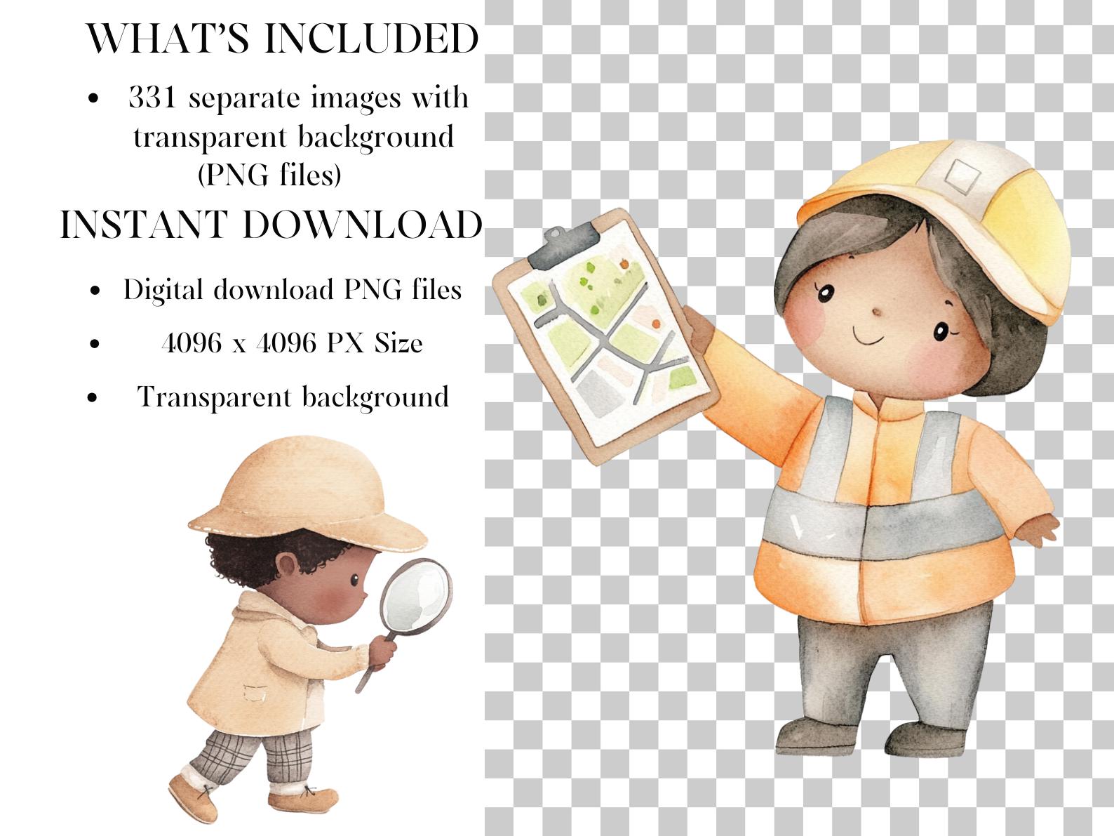 Watercolor Detective Clipart Bundle - Cute Police Officer 331 PNG Files ...