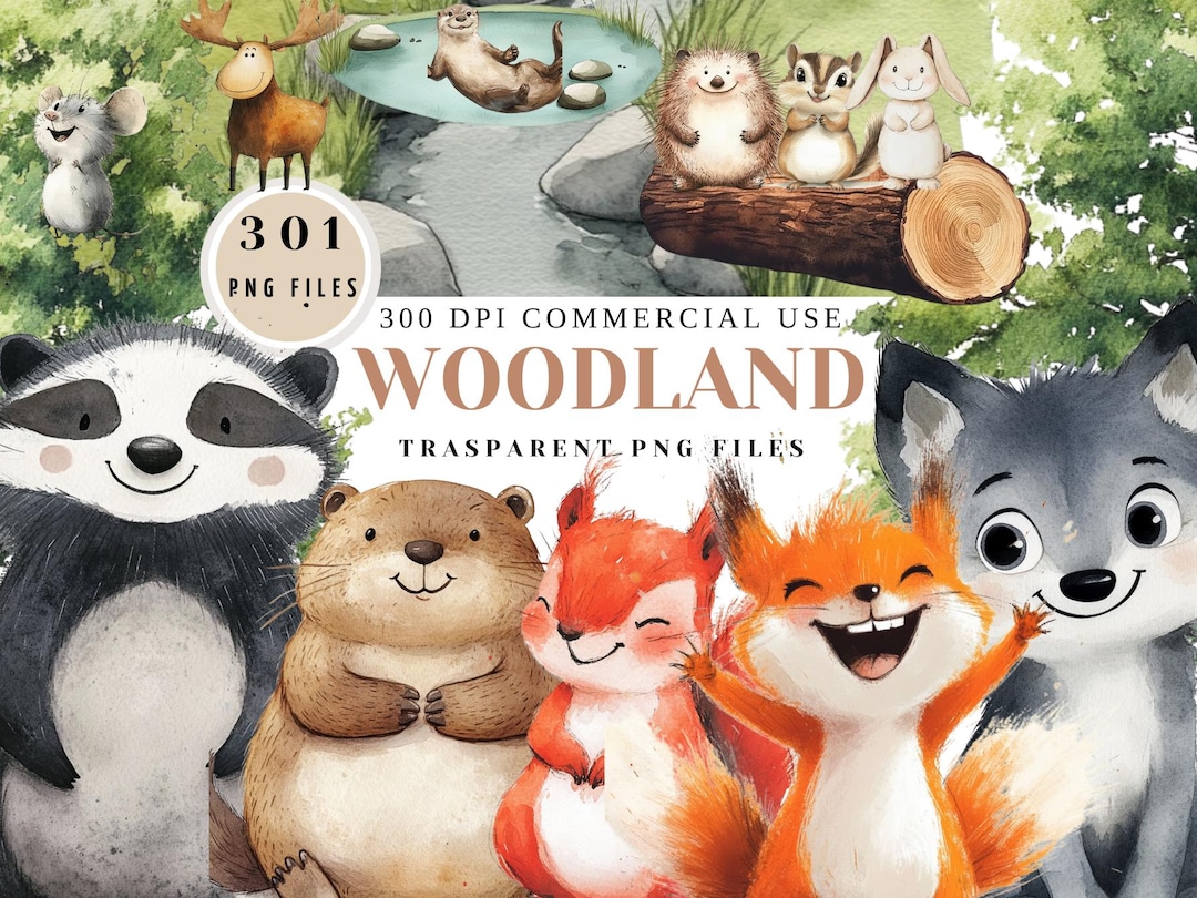 Woodland Animals Clipart Bundle | 301 PNG Files With Forest Creatures ...