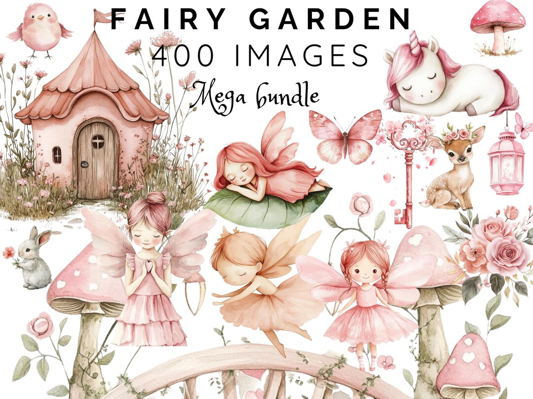 400 Fairy Garden Clipart Bundle | Magical Fairies, Enchanted Mushrooms ...
