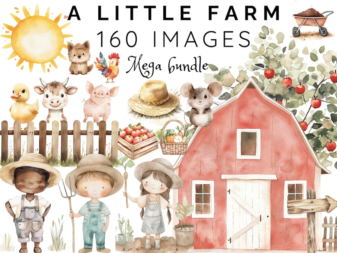 160 Little Farm Clipart Bundle |160 Little Farm Clipart Bundle | Cute ...