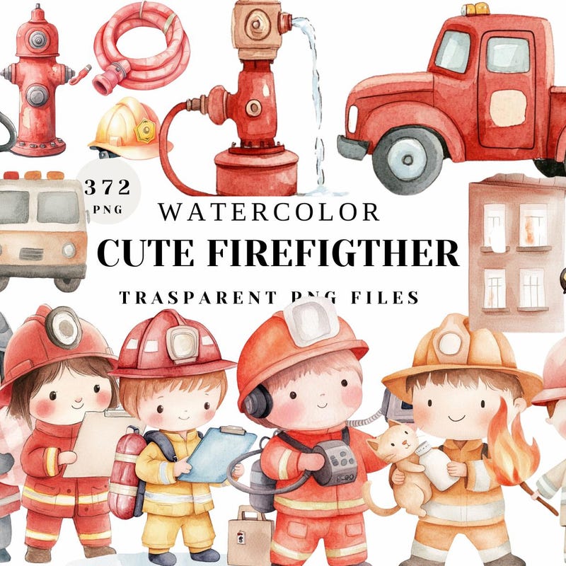 Firefighter Clipart - Etsy