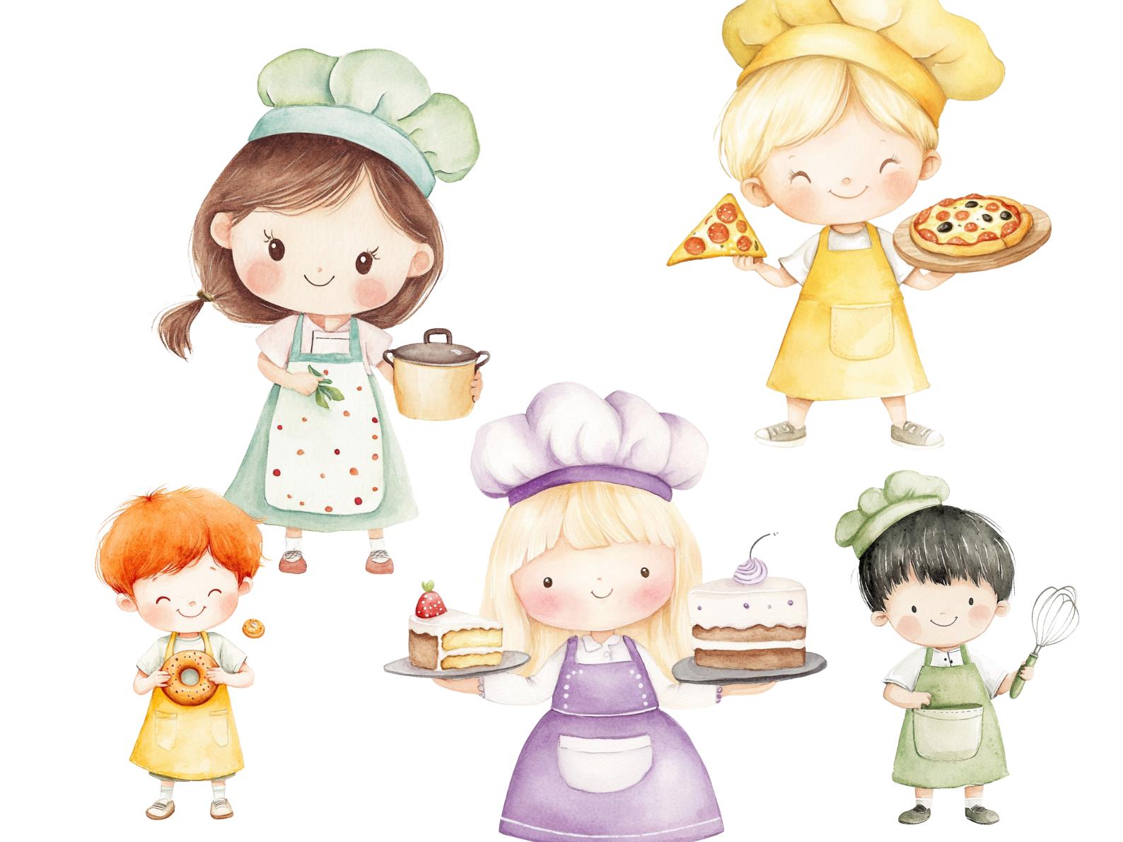 Watercolor Bakery Shop Clipart | Cute Bread & Pastries PNG | Bakers ...