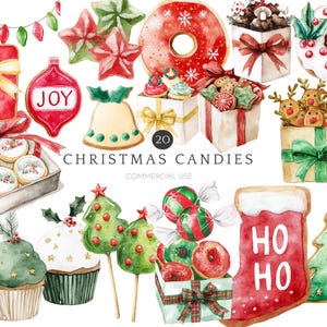 Christmas Candies Clipart – Cute Festive Sweets, Candy Canes ...