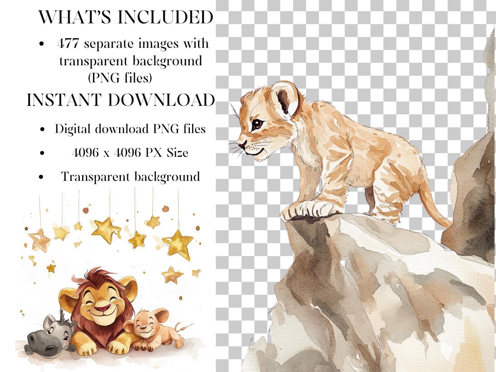 Watercolor Cute Lion Clipart 477 Adorable Lion Family PNG Files for ...