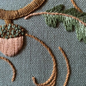 Acorn and Oak Pillow, Hand Embroidered, Craftsman Style, Mission - Etsy