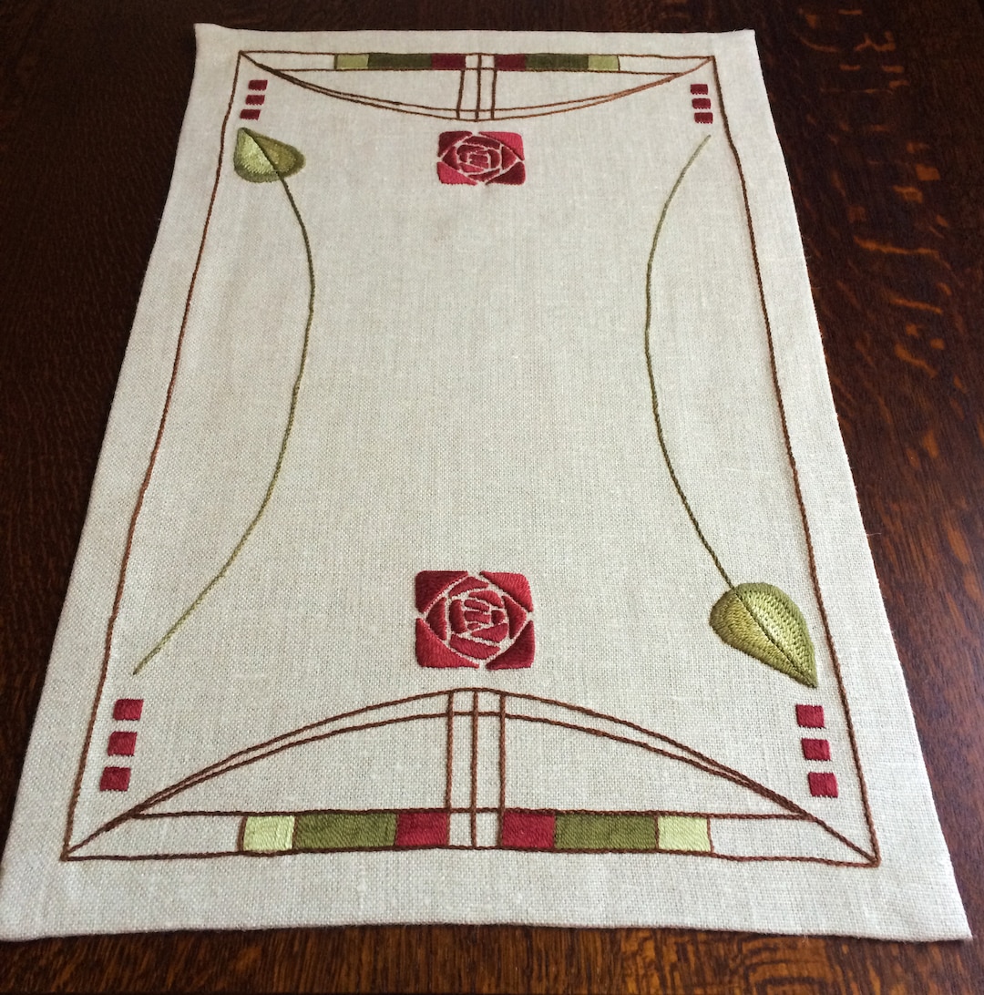 Hand Embroidered Roycroft Rose Table Scarf 26x20 Inches - Etsy