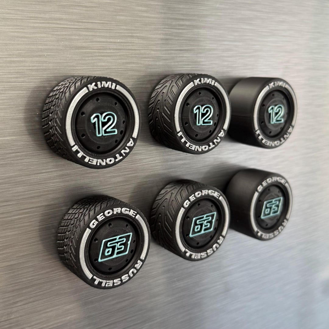 George Russell Kimi Antonelli F1 Tire Magnets – Silver Arrows Team ...