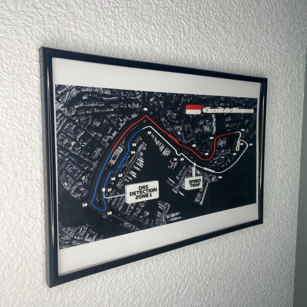 Monaco F1 Track Map on Aerial City Photo Framed Wall Art Ideal for ...