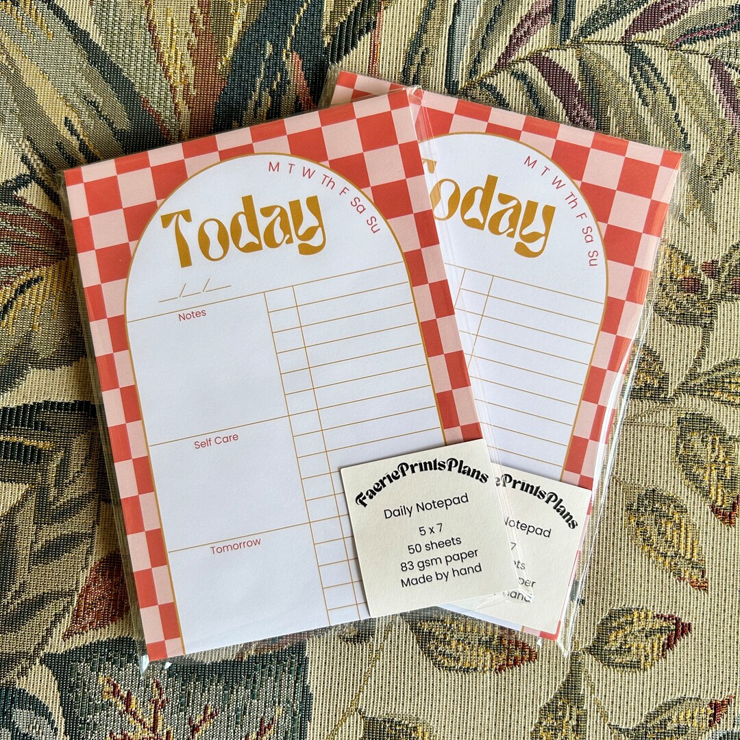 5x7 Checkered Retro Daily Notepad Daily Notepad Everyday Notepad Retro ...