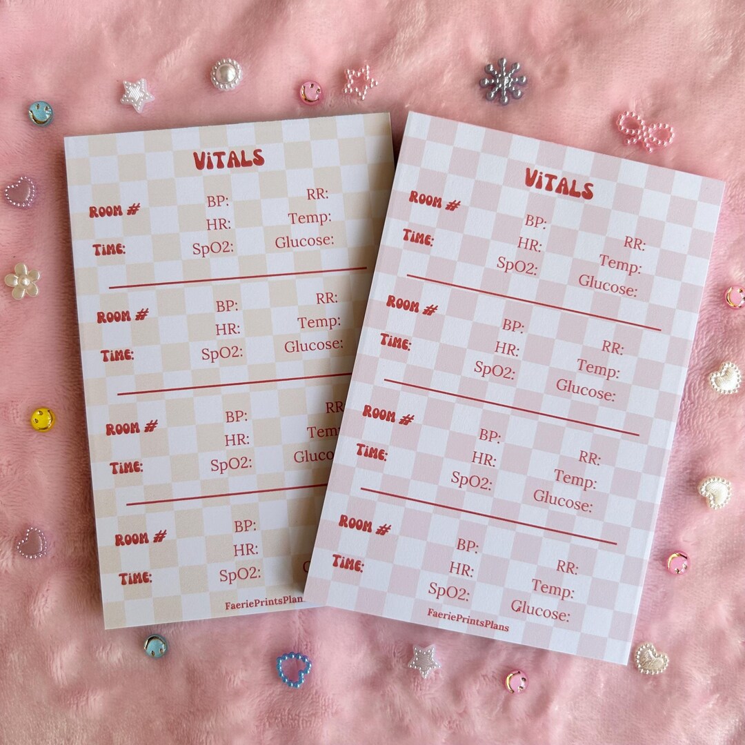Cute Checkered Vital Signs Notepad | Healthcare Worker Notepad | Vitals ...