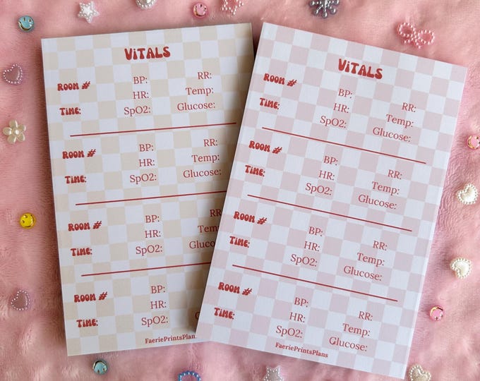 Cute Checkered Vital Signs Notepad | Healthcare Worker Notepad | Vitals ...
