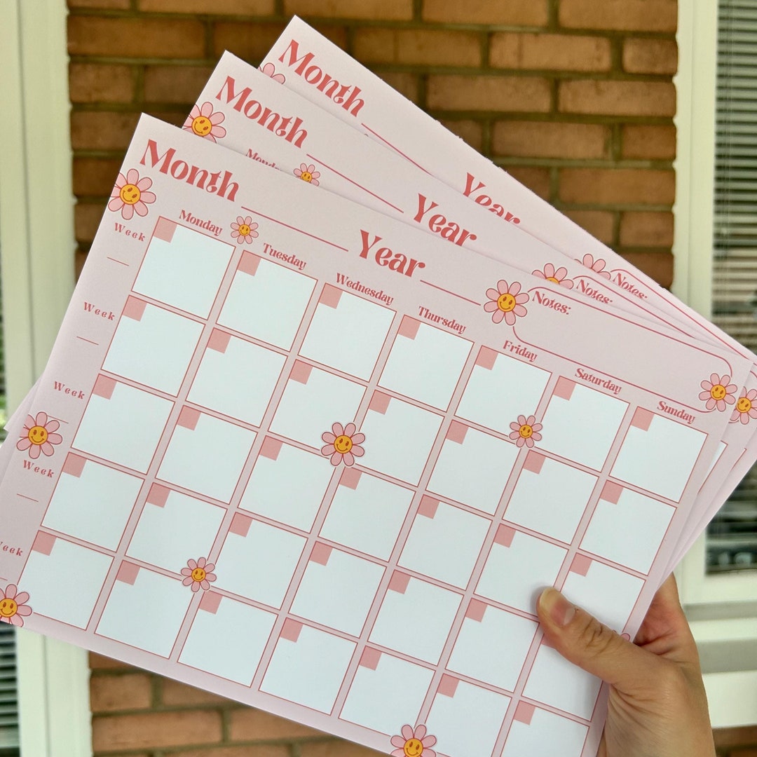Groovy Smiley Face Flower Undated Calendar Notepad Undated Calendar ...