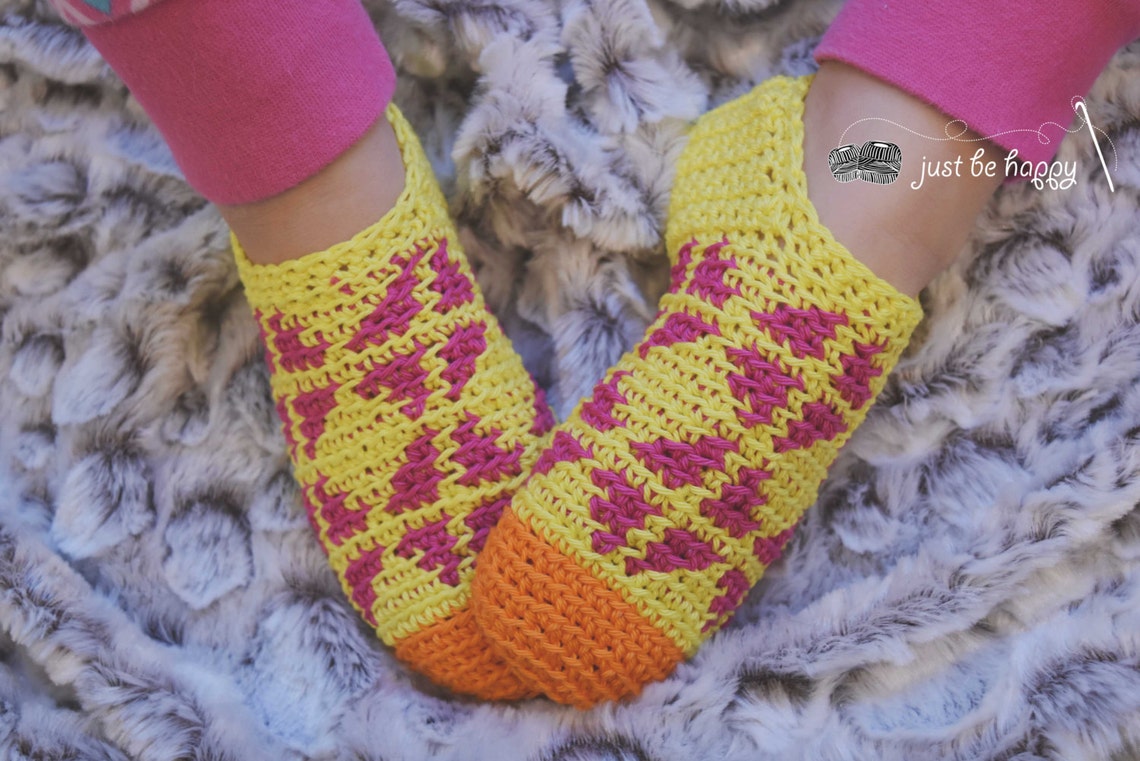 Instant PDF Download, Fair Isle Slippers, Crochet Pattern - Etsy