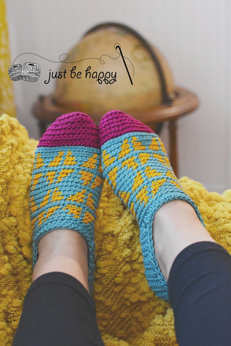Instant PDF Download, Fair Isle Slippers, Crochet Pattern - Etsy