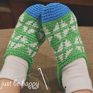 Instant PDF Download, Fair Isle Slippers, Crochet Pattern - Etsy