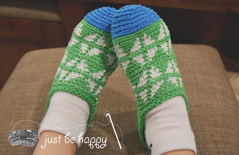 Instant PDF Download, Fair Isle Slippers, Crochet Pattern - Etsy