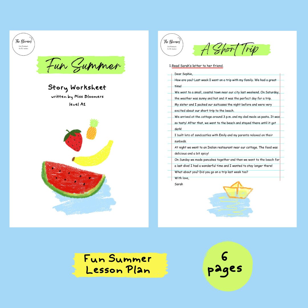 Fun Summer Lesson Plan for Primary School Teachers, ESL Teachers ...
