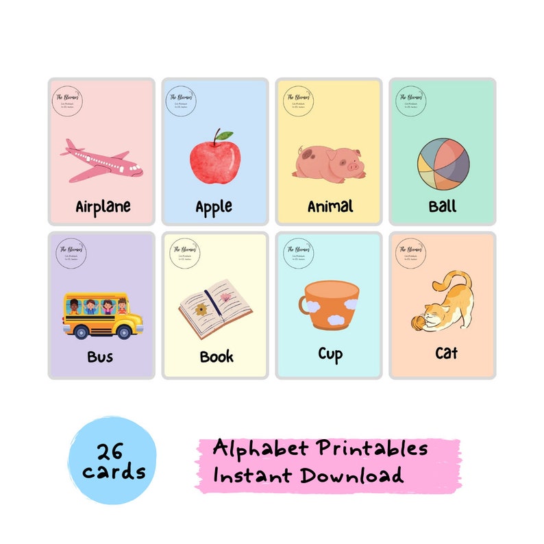 26 ABC Flash Cards, Printable Alphabet Flashcards, Educational Cards ...