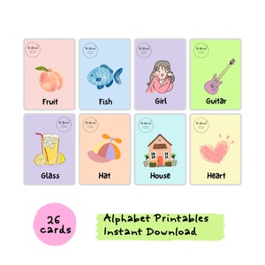 26 ABC Flash Cards, Printable Alphabet Flashcards, Educational Cards ...