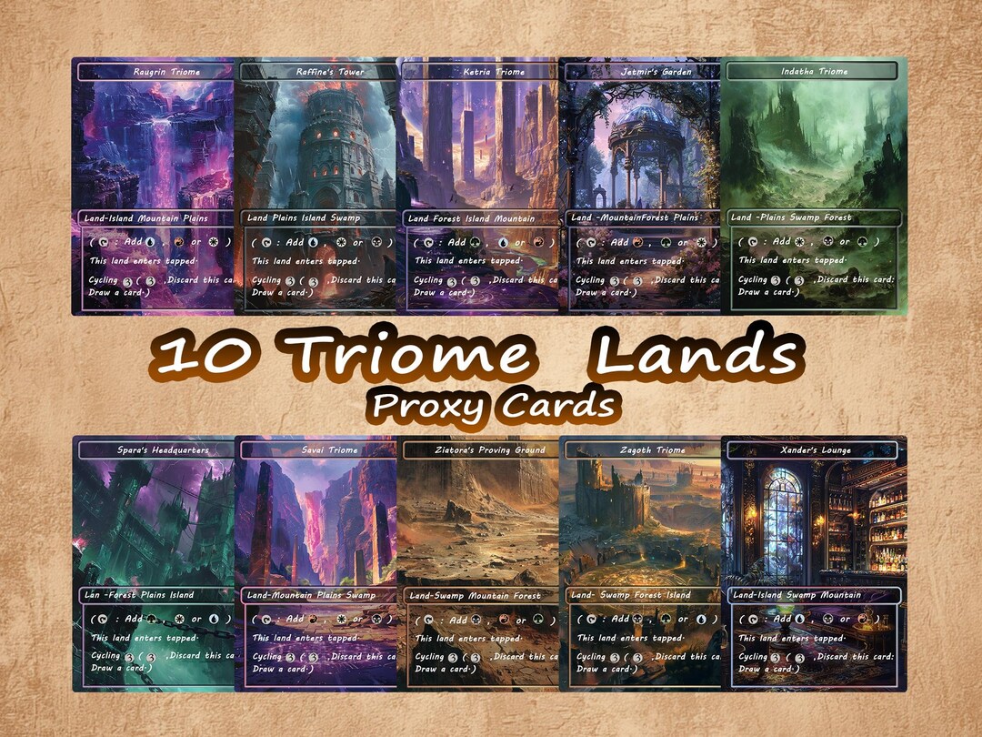 Cartas Proxy de Triome Lands, estilo pintura al óleo - 10 cartas ...