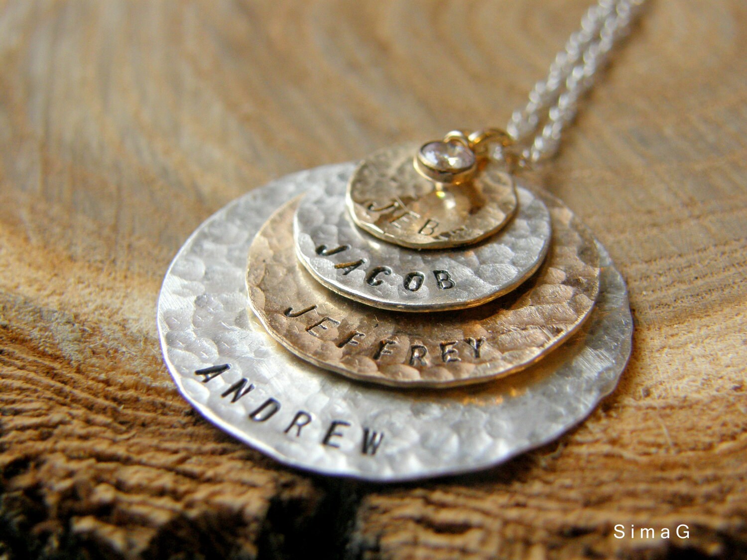 Hand Stamped Jewelry Personalized Your Charm Two Tone - Etsy