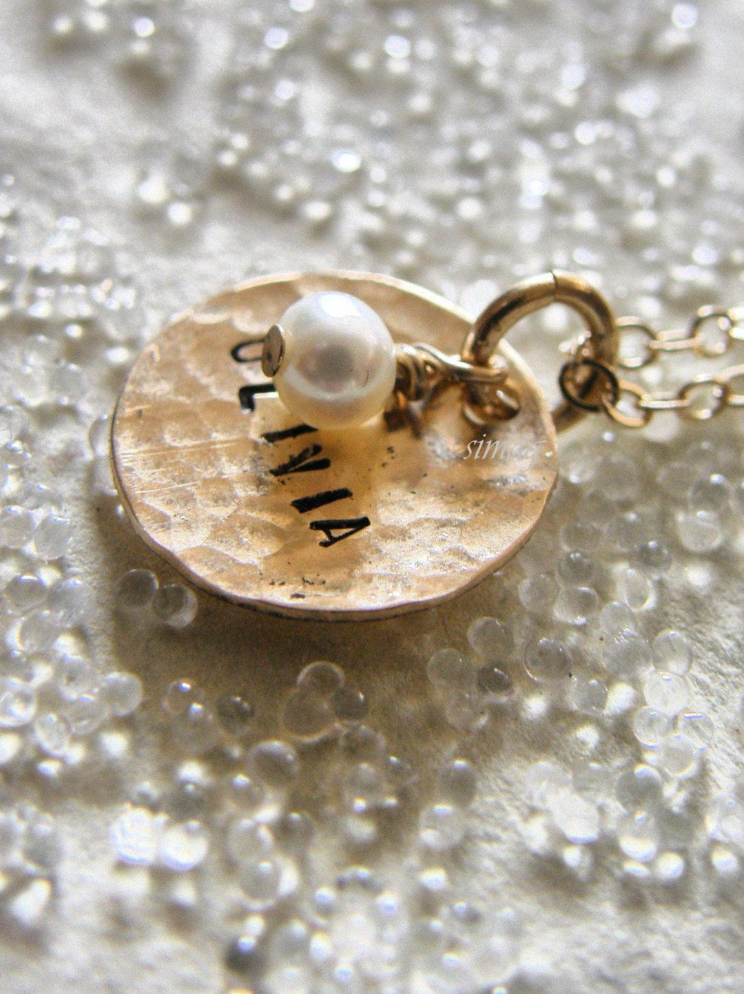 One Dainty Hammered Gold Disc --- Personalized It --- Simag - Etsy