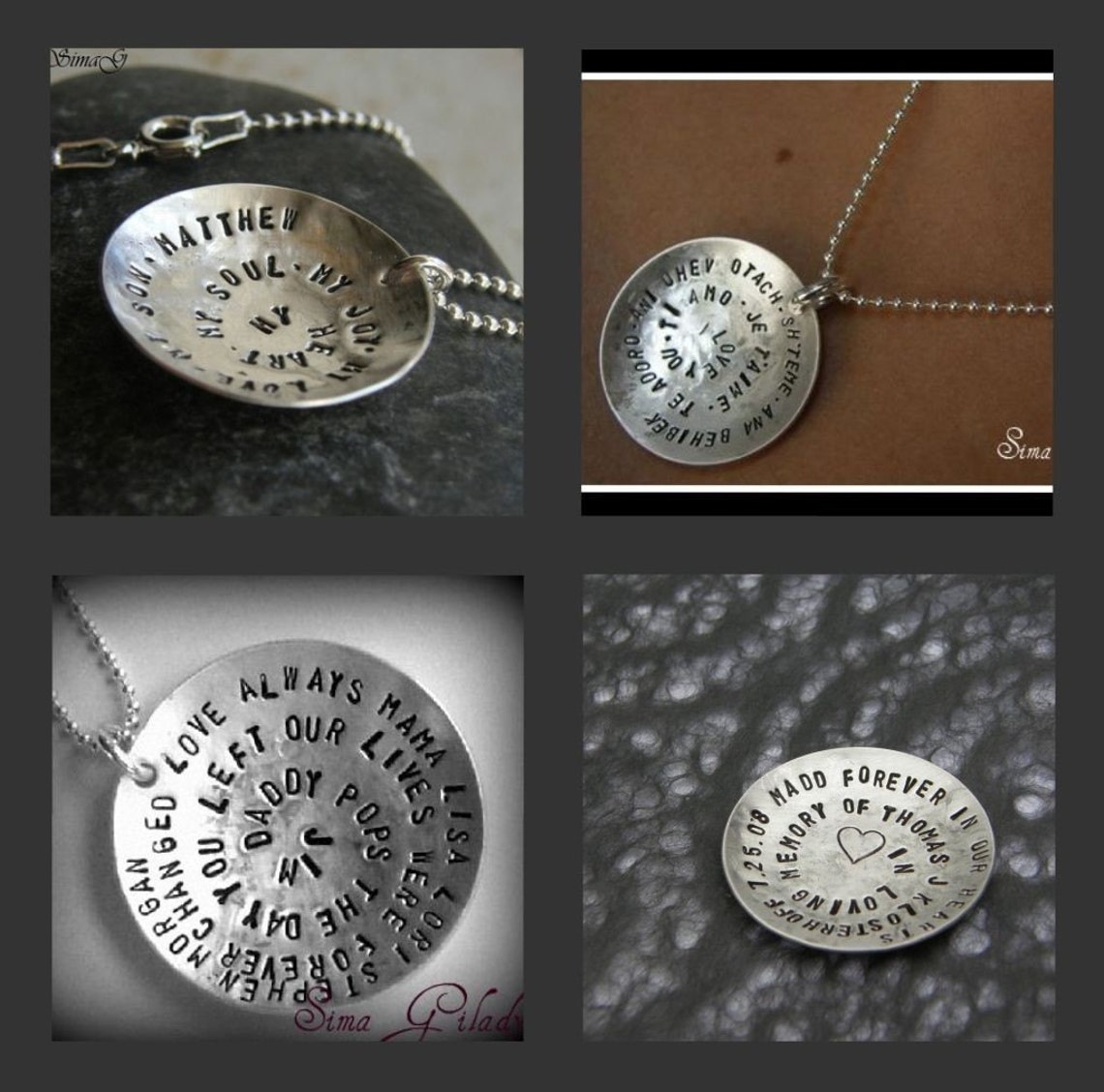 Personalized & Custom JEWELRY Family Names Dates. Words. Concave - as ...